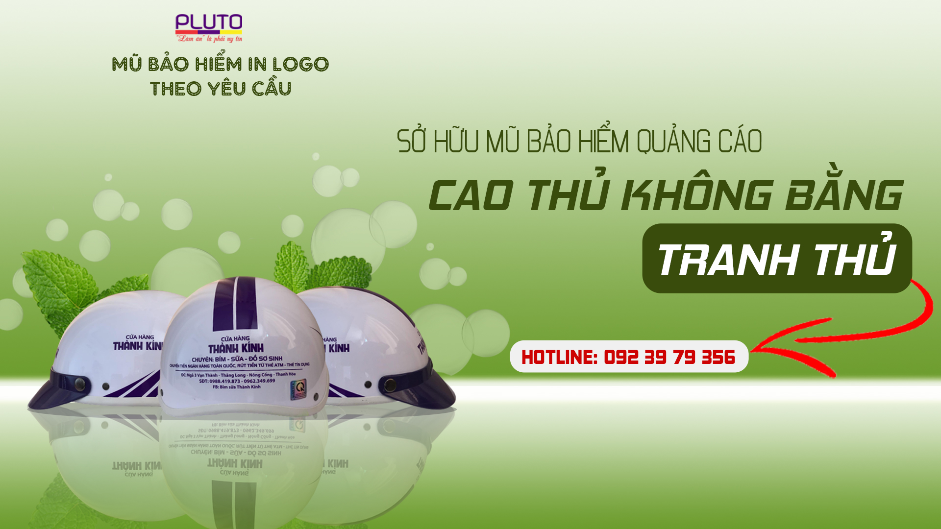 In logo mũ bảo hiểm quảng cáo theo yêu cầu ở TP HCM | Pluto.vn